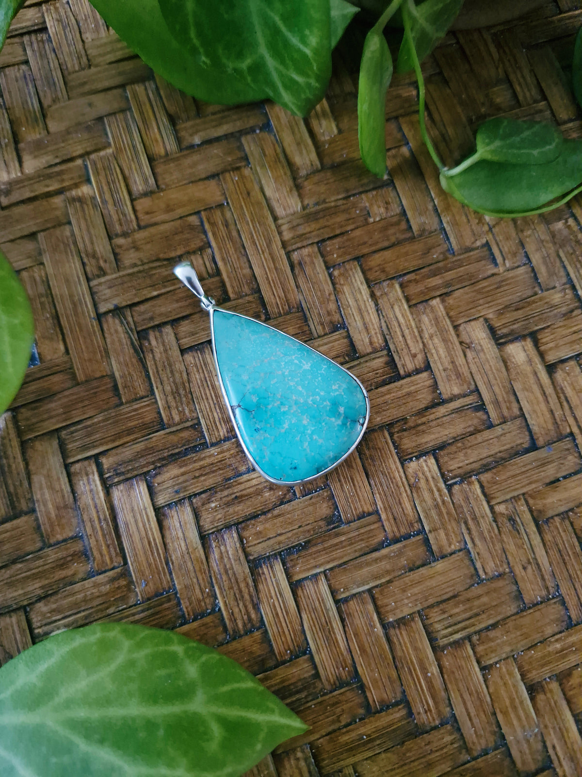 Turquoise Sage Leaf Necklace | Botanical Stone