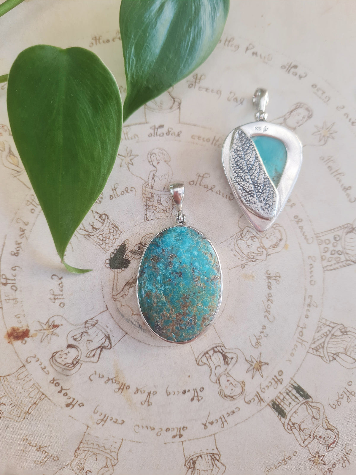 Turquoise Sage Leaf Necklace | Botanical Stone